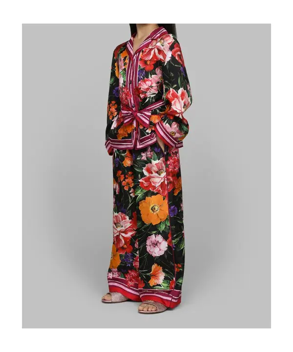 Dolce & Gabbana Floral-print Silk Trousers