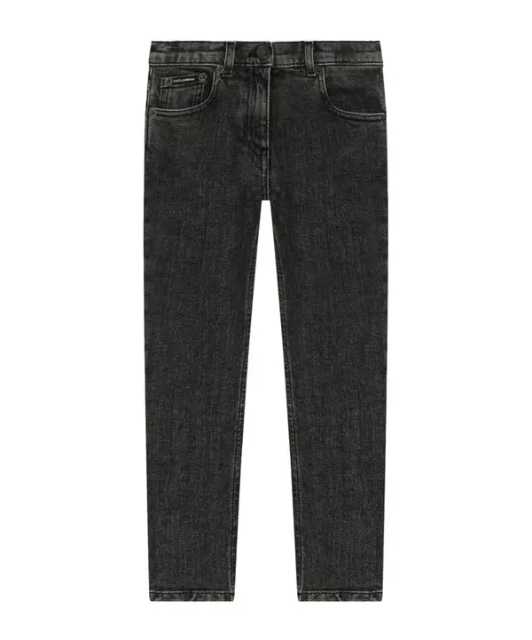 Dolce & Gabbana Logo-plaque Stretch-denim Jeans - Black