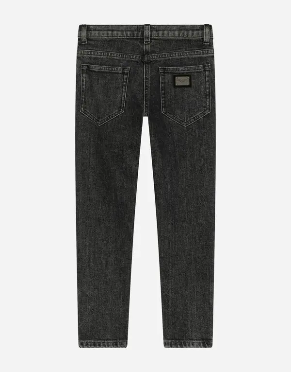 Dolce & Gabbana Logo-plaque Stretch-denim Jeans - Black