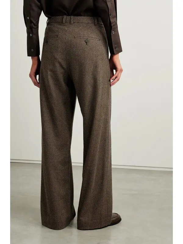 Vince Houndstooth Pleated Woven Wide-leg Pants