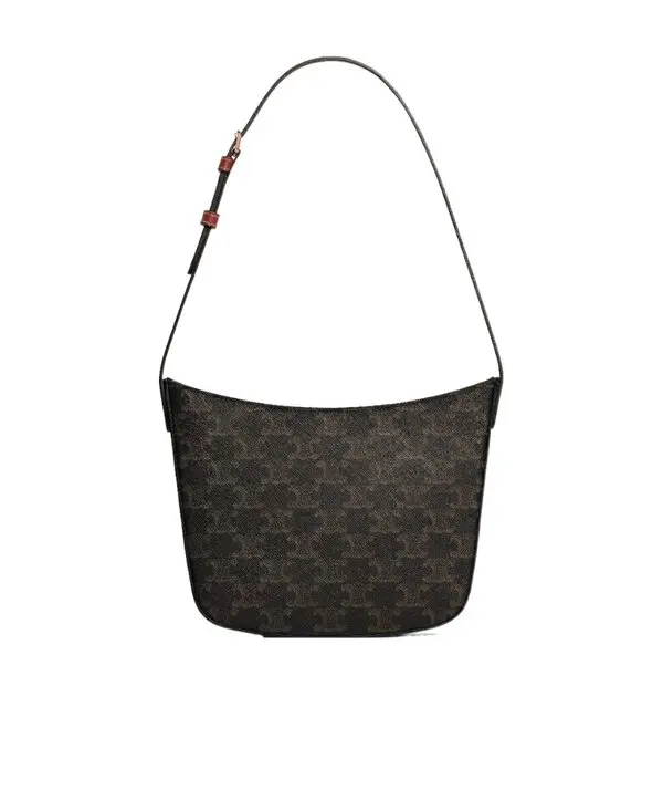 Celine Medium Croque Bag In Triomphe Canvas And Calfskin - Tan