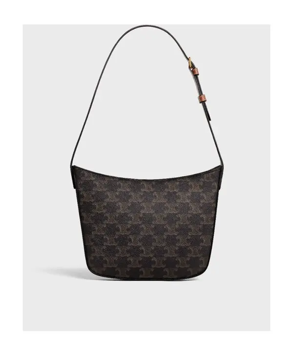Celine Medium Croque Bag In Triomphe Canvas And Calfskin - Tan