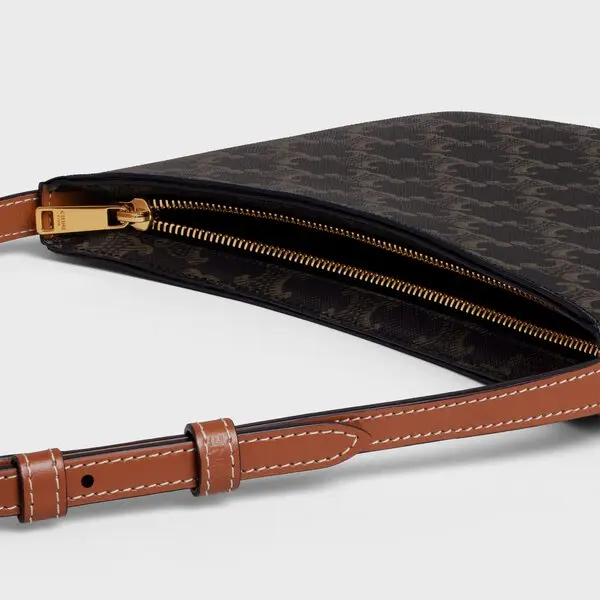 Celine Medium Croque Bag In Triomphe Canvas And Calfskin - Tan