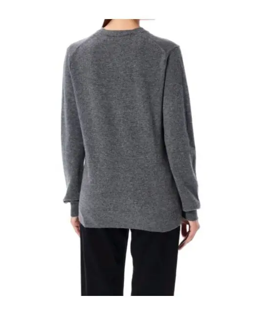 Play Comme Des Garcon Comme Des Garçons Play Heart Embroidered V-neck Jumper - Grey