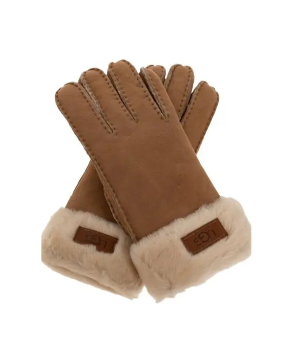 UGG Logo Patch Full-finger Golves - Brown