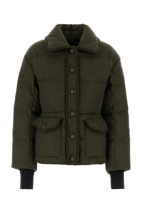 Moncler Khaki Wool Monteain Down Jacket - Green