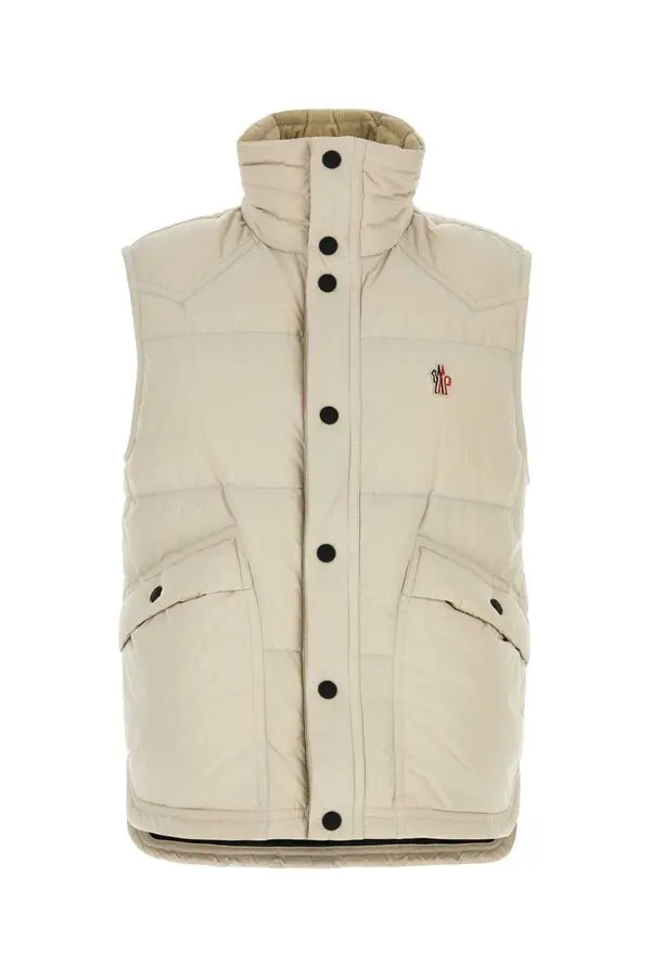 Moncler Sand Polyester Sleeveless Evans Down Jacket - Brown