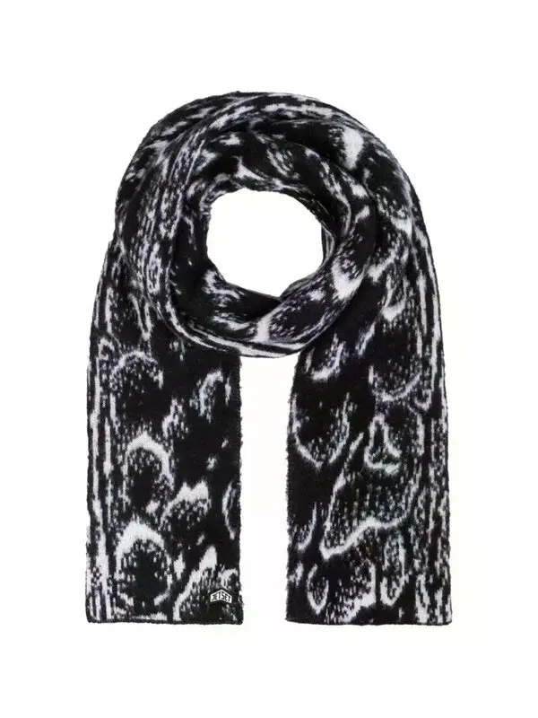 JETSET Snake-print Knitted Scarf - Black