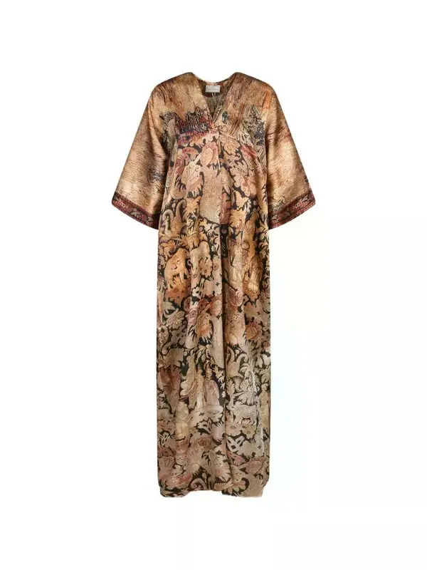 PIERRE-LOUIS MASCIA Tapestry-print V-neck Maxi Dress