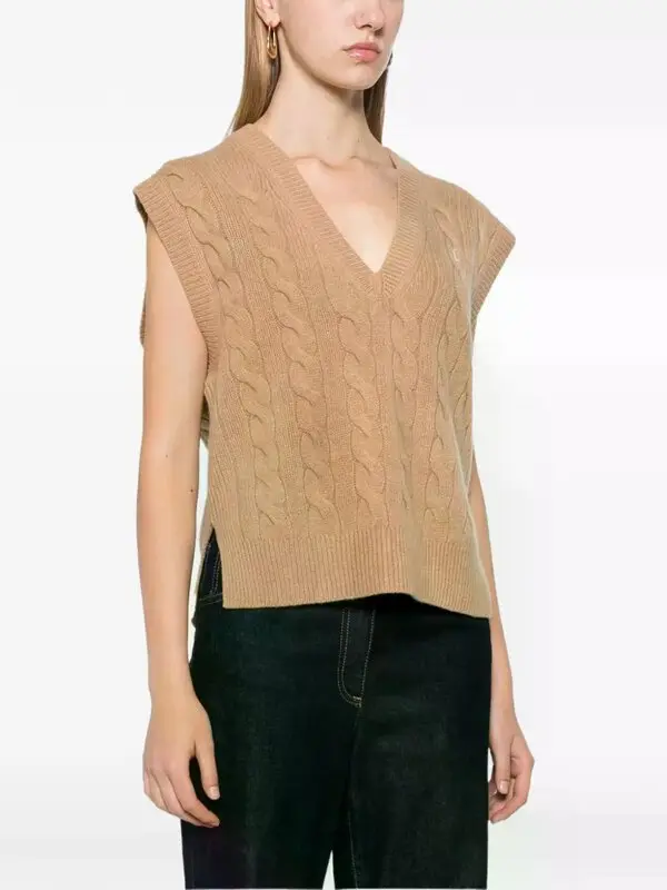 Polo Ralph Lauren Cable-knit V-neck Sleeveless Sweater