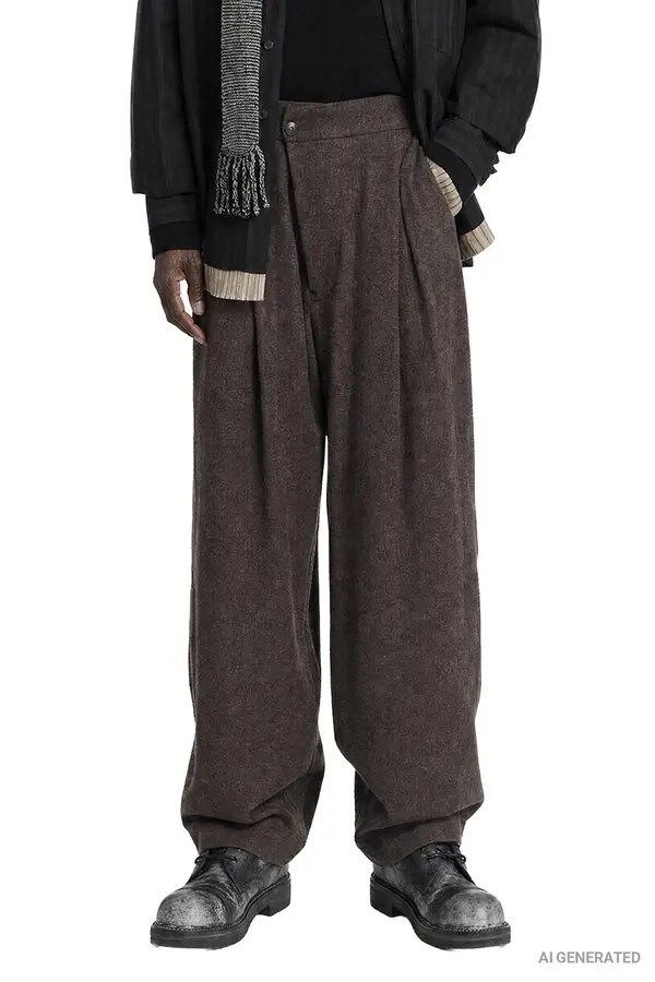 ZIGGY CHEN Drop Crotch Front Pleat Trousers