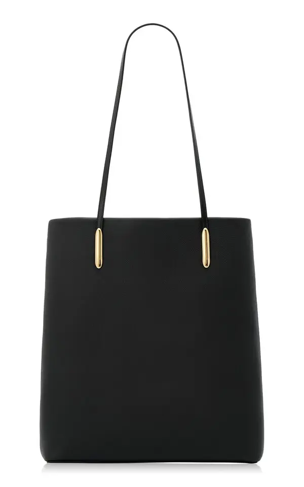 Savette Tall Arch Shopper In Milled Calf Leather - Black