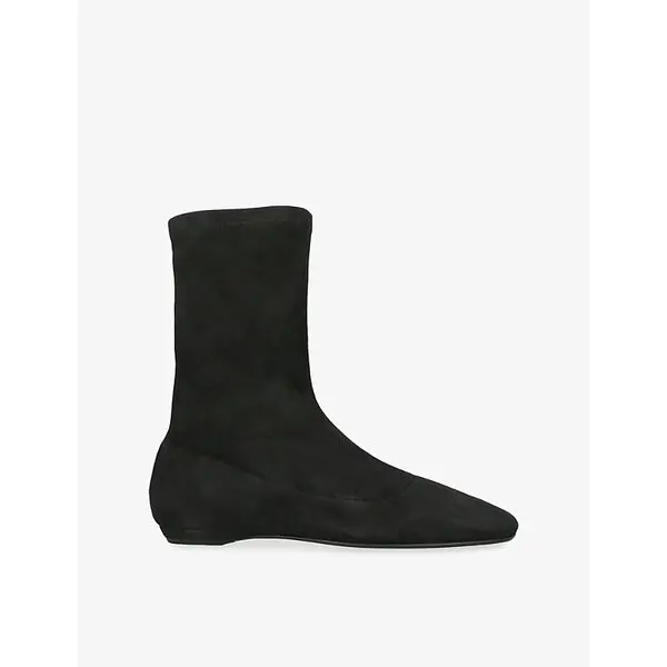 THE ROW Cindy Stretch-suede Ankle Boots - Black