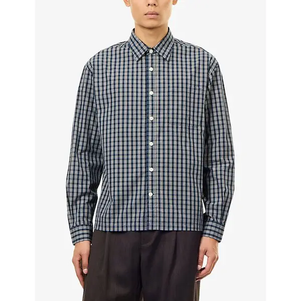 Nn07 Deon Check Cotton Shirt - Navy Check