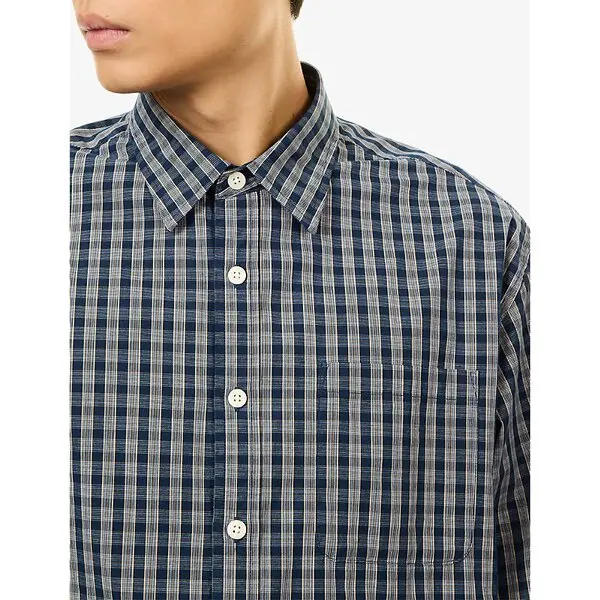 Nn07 Deon Check Cotton Shirt - Navy Check