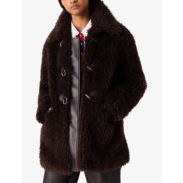 Maje Straight Mid-length Faux-fur Coat