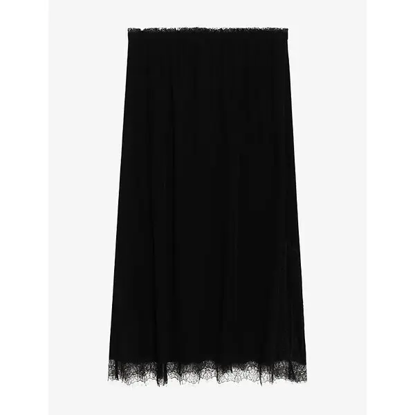 Zadig&Voltaire Jarvis Lace-hem Woven Midi Skirt
