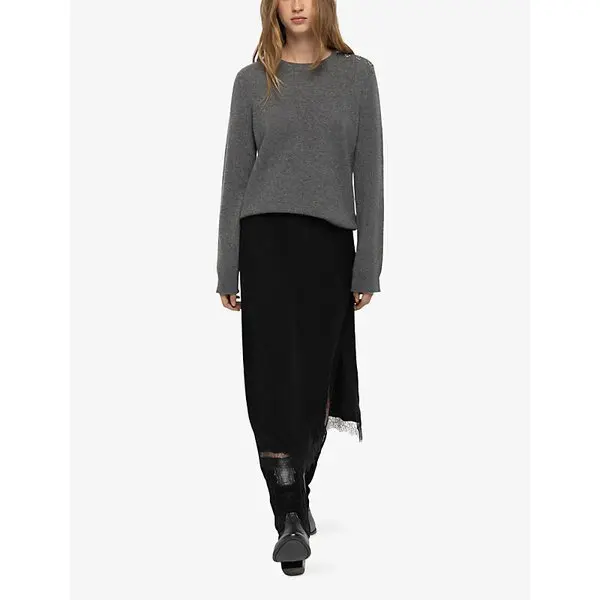Zadig&Voltaire Jarvis Lace-hem Woven Midi Skirt