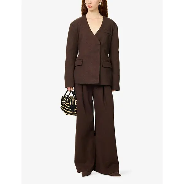 4TH & RECKLESS Luca Herringbone Wide-leg Woven Trousers