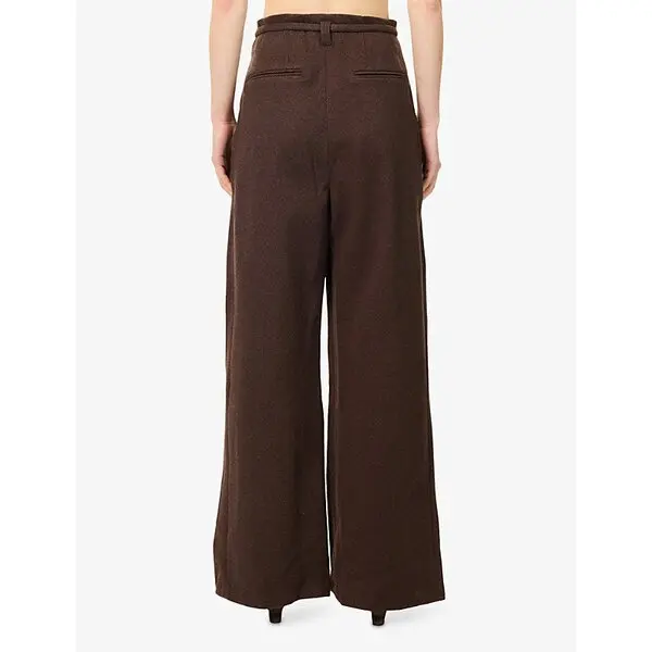 4TH & RECKLESS Luca Herringbone Wide-leg Woven Trousers