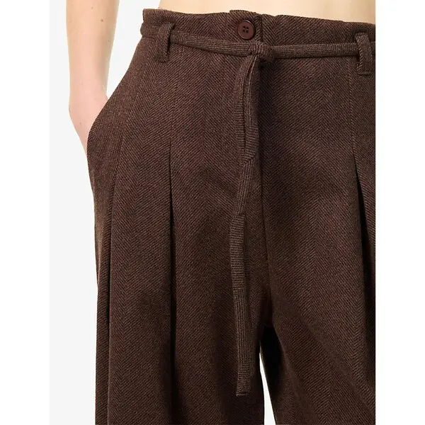 4TH & RECKLESS Luca Herringbone Wide-leg Woven Trousers