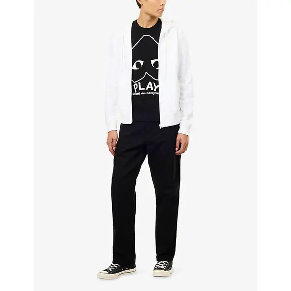Play Comme Des Garcon Upside Down Heart Print Cotton-jersey T-shirt