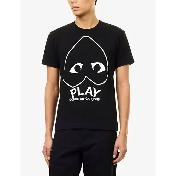 Play Comme Des Garcon Upside Down Heart Print Cotton-jersey T-shirt