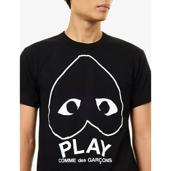 Play Comme Des Garcon Upside Down Heart Print Cotton-jersey T-shirt