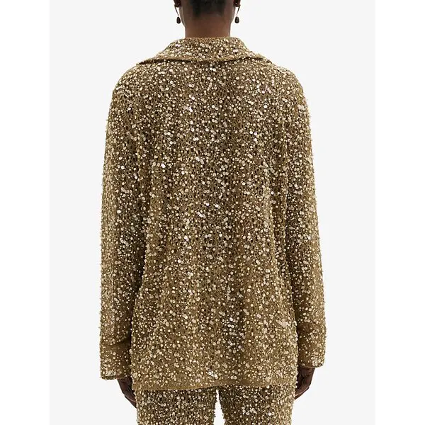MALINA Philippa Sequin-embellished Lace Woven Shirt