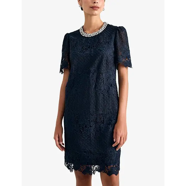 PHASE EIGHT Eloise Gem-embellished Lace-woven Mini Dress