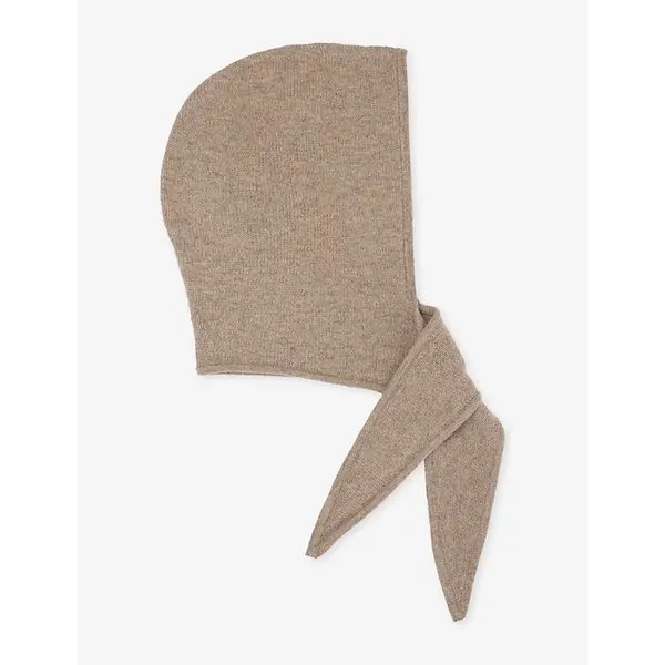 FWSS Tie Up Knitted Merino-wool Hood - Stone