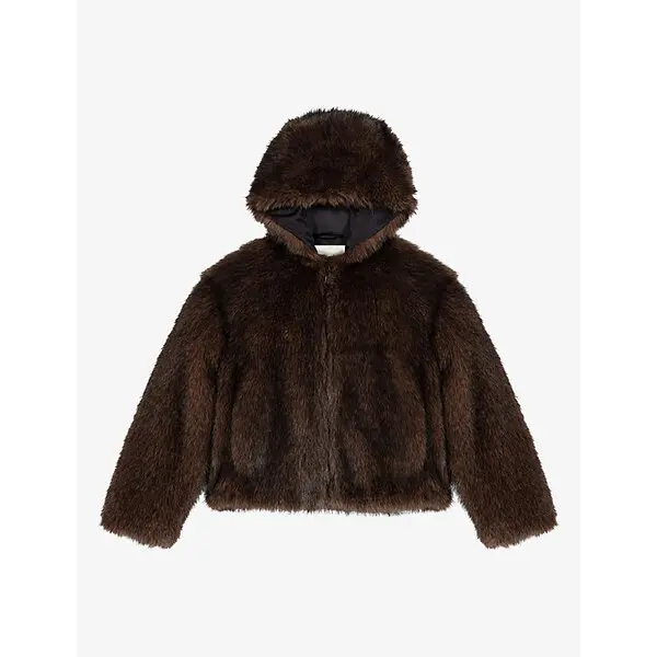 Maje Hooded Relaxed-fit Faux-fur Jacket