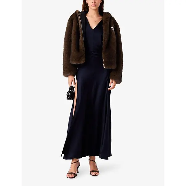 Maje Hooded Relaxed-fit Faux-fur Jacket