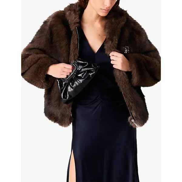 Maje Hooded Relaxed-fit Faux-fur Jacket