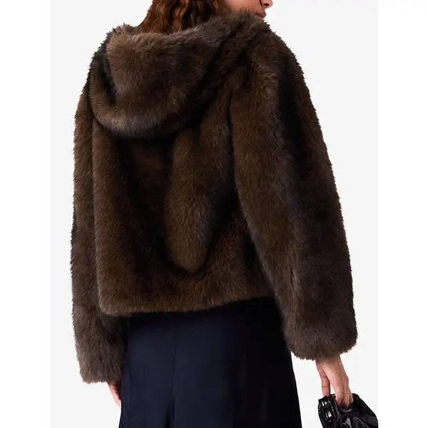 Maje Hooded Relaxed-fit Faux-fur Jacket