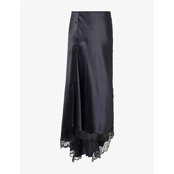 Isabel Marant Étoile Alexandra Lace-trim Silk Maxi Skirt - Black