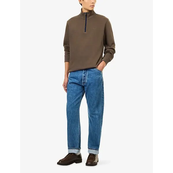 Gant Sacker Rib Half-zip Cotton-jersey Sweatshirt