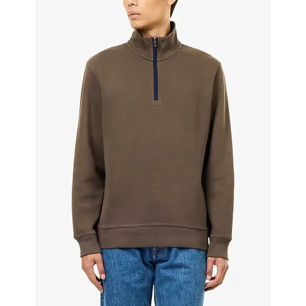 Gant Sacker Rib Half-zip Cotton-jersey Sweatshirt