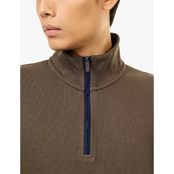 Gant Sacker Rib Half-zip Cotton-jersey Sweatshirt