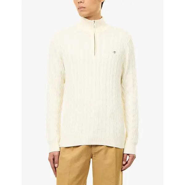 Gant Half-zip Cable-knit Cotton Jumper