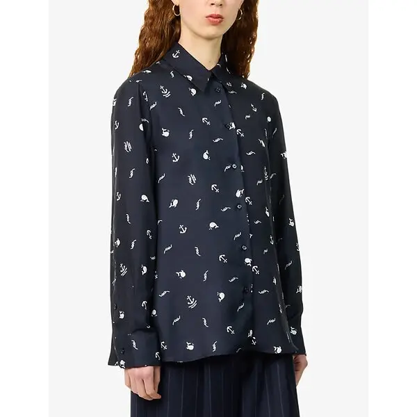 Max Mara Printed Motif Silk Shirt