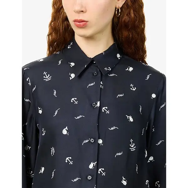 Max Mara Printed Motif Silk Shirt