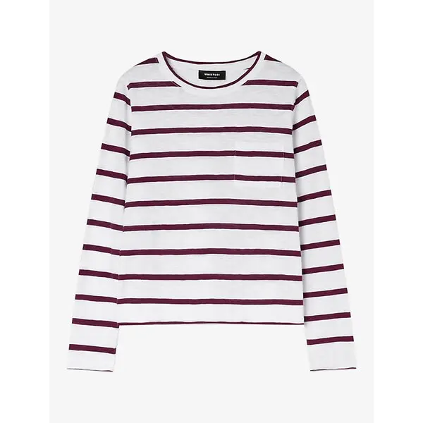 Whistles Striped Crewneck Long-sleeve Cotton T-shirt - Multi-coloured