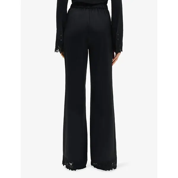 MALINA Marine Lace-hem High-rise Satin Trousers