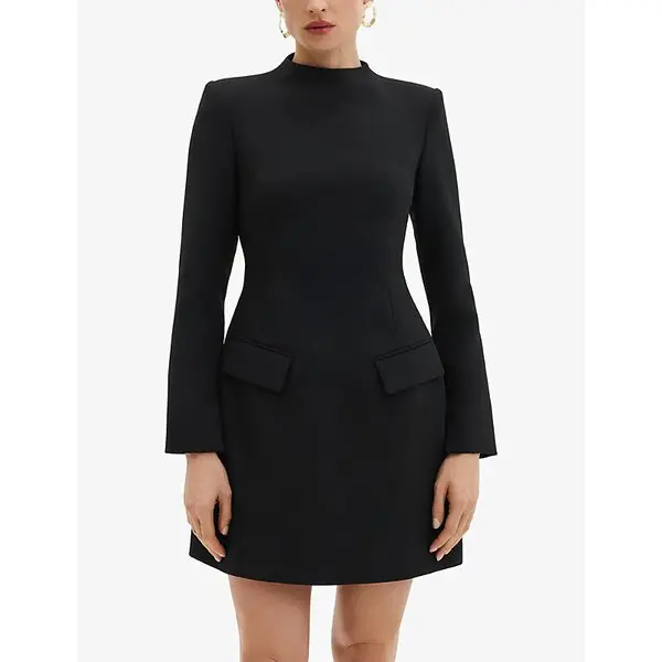 MALINA Leanna High-neck Stretch-woven Mini Dress
