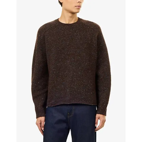 Nn07 Jim Crew Neck Melange Wool-blend Knit Jumper - Deep Truffle