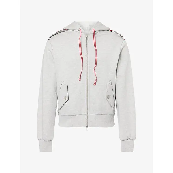 OSCAR OUYANG Military Stripe Panel Cotton-jersey Hoody
