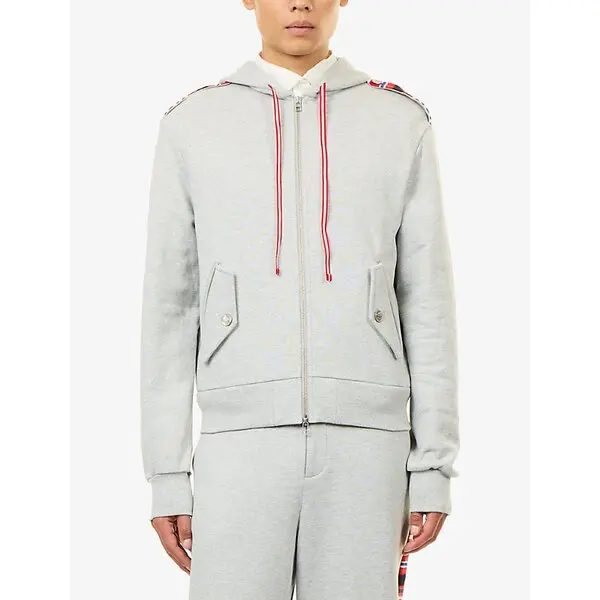 OSCAR OUYANG Military Stripe Panel Cotton-jersey Hoody