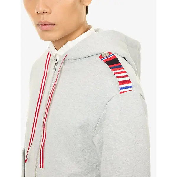 OSCAR OUYANG Military Stripe Panel Cotton-jersey Hoody