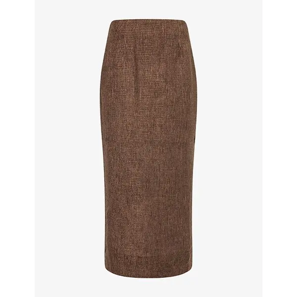 Oddmuse Tweed Woven Midi Skirt